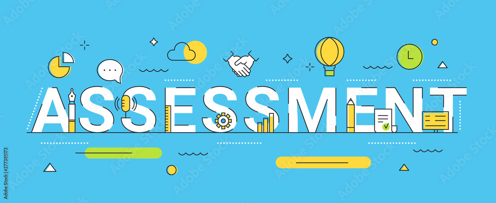 Assessment Word. Flat Icons Signs and Symbols. Flat Vector Design Stock ...