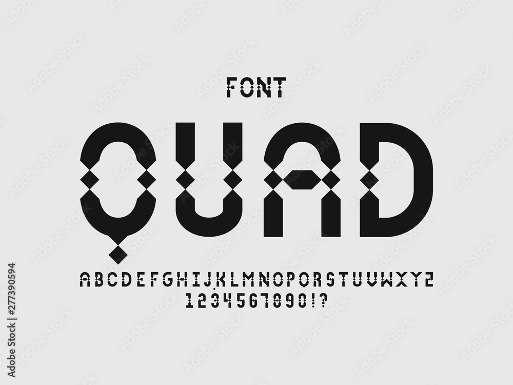 Quad font. Vector alphabet Stock Vector | Adobe Stock