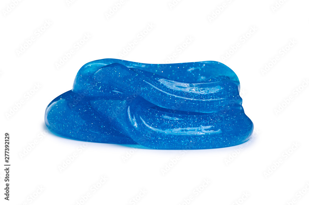 Blue slime for kids, transparent funny toy on white background ...