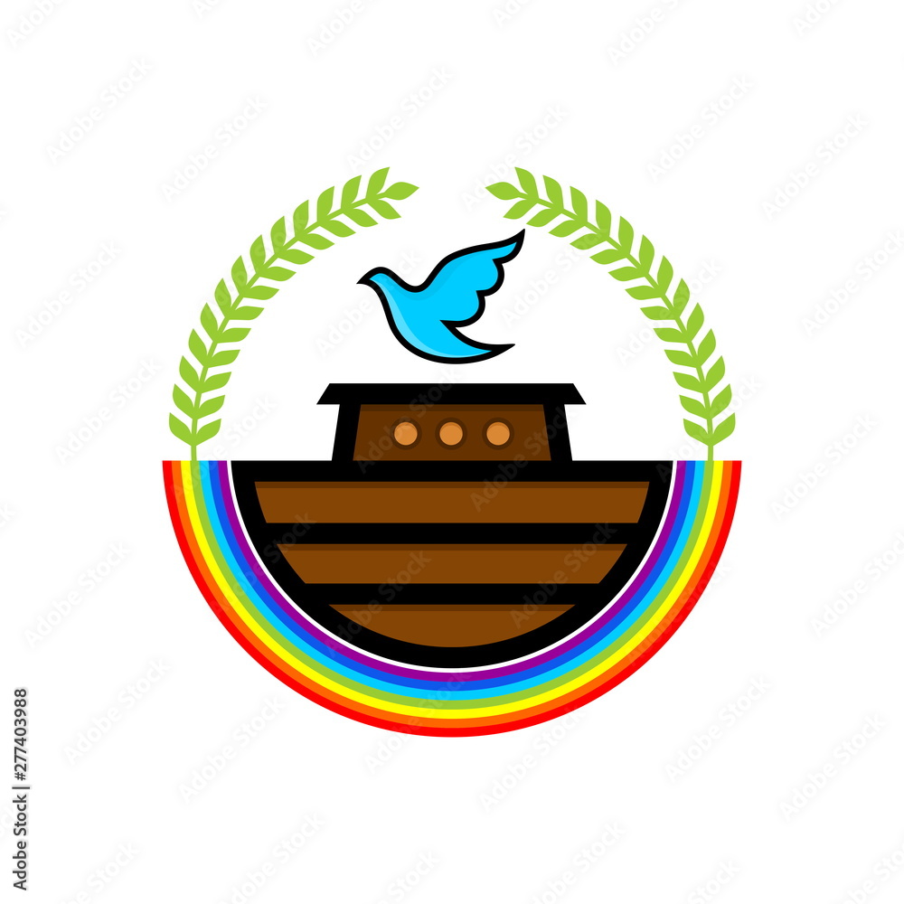 Vecteur Stock Logo of Noah's Ark. Rainbow - a symbol of the covenant ...