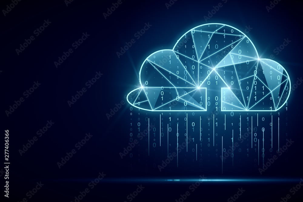 Glowing blue digital cloud Stock Photo | Adobe Stock