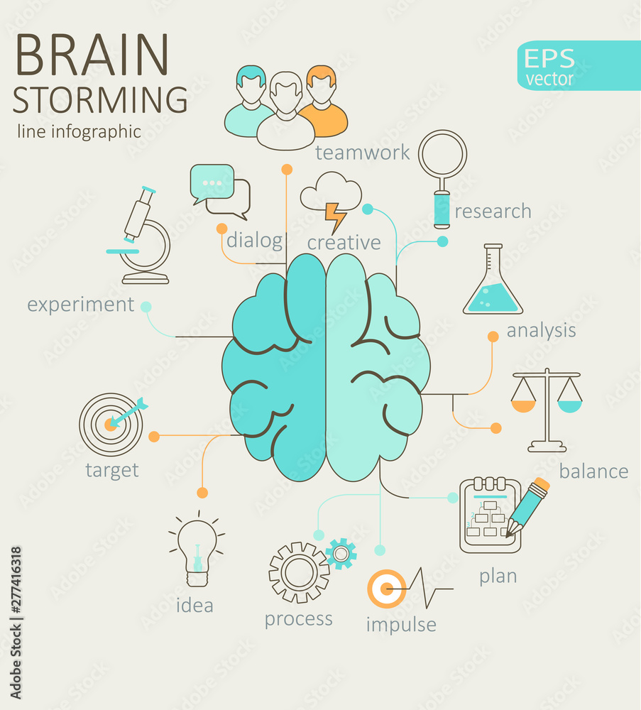 Concept of left and right halh of brain. The creative and rational side ...