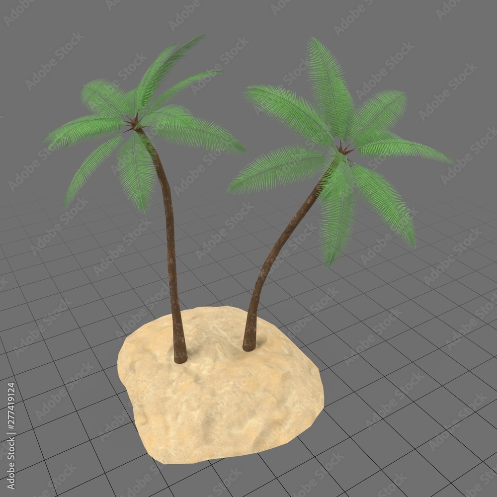 Palm trees on small island Stock 3D asset | Adobe Stock