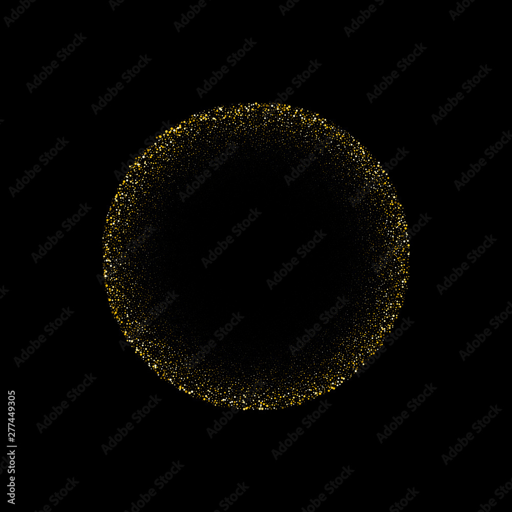 Glitter luxury round golden on black background. Gold glitter circle ...