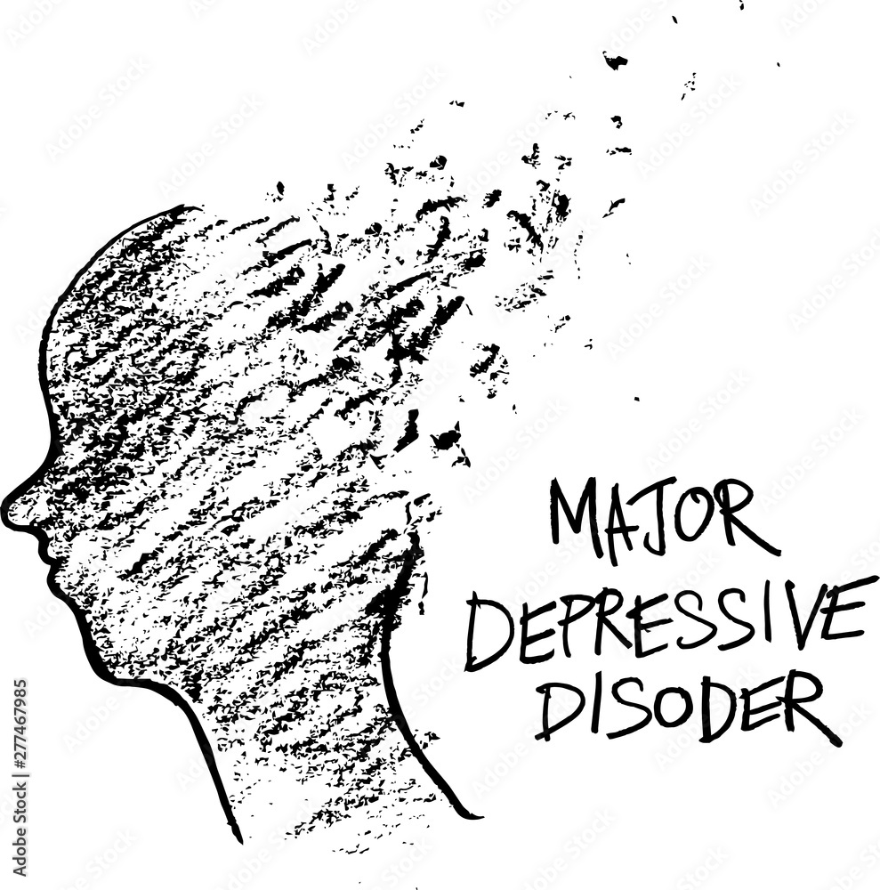 Human head draw with brain degeneration surreal medical neurology ...