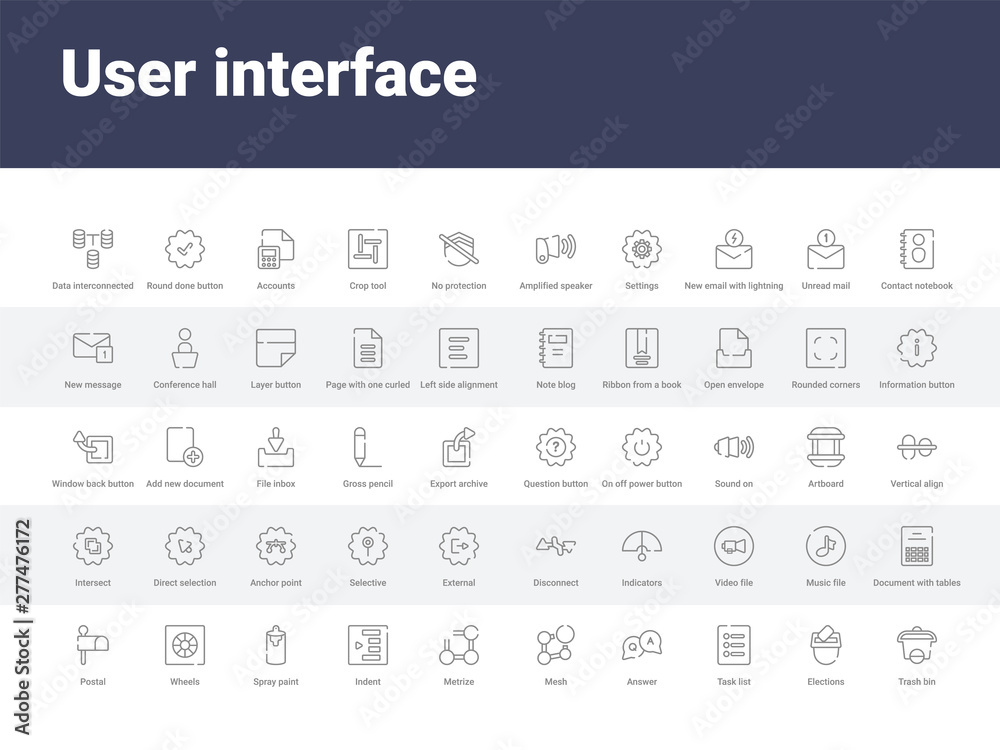 50 user interface set icons such as trash bin, elections, task list ...