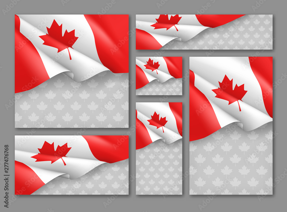 Canadian patriotic festival banners set. Realistic waving canada flag ...