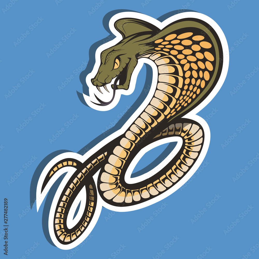 King cobra sports mascot logo. Spectacled cobra mascot, emblem, sticker ...