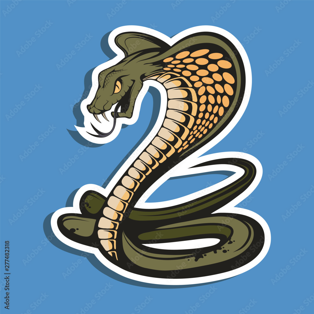 King cobra sports mascot logo. Spectacled cobra mascot, emblem, sticker ...