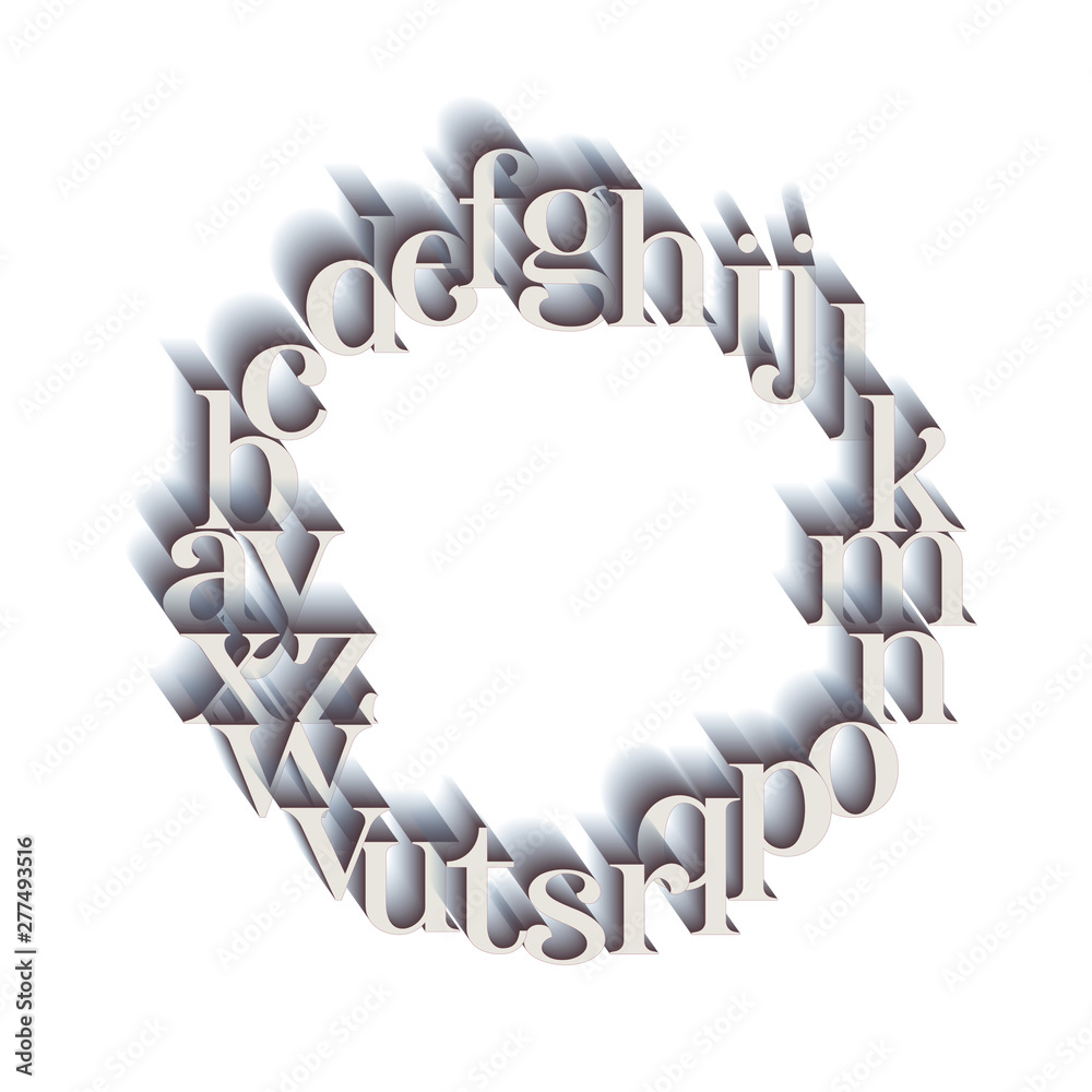 font alphabet with sliding letters in silver shades Stock Vector ...