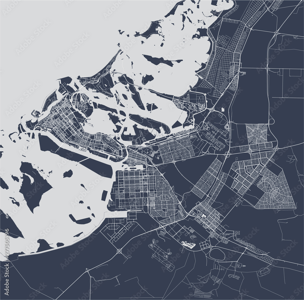 vector map of the city of Abu Dhabi, United Arab Emirates (UAE ...