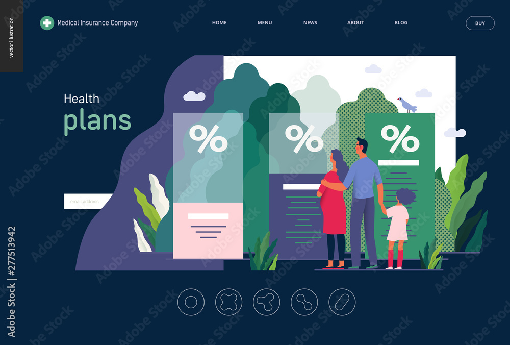 Health plans - medical insurance template -modern flat vector concept ...