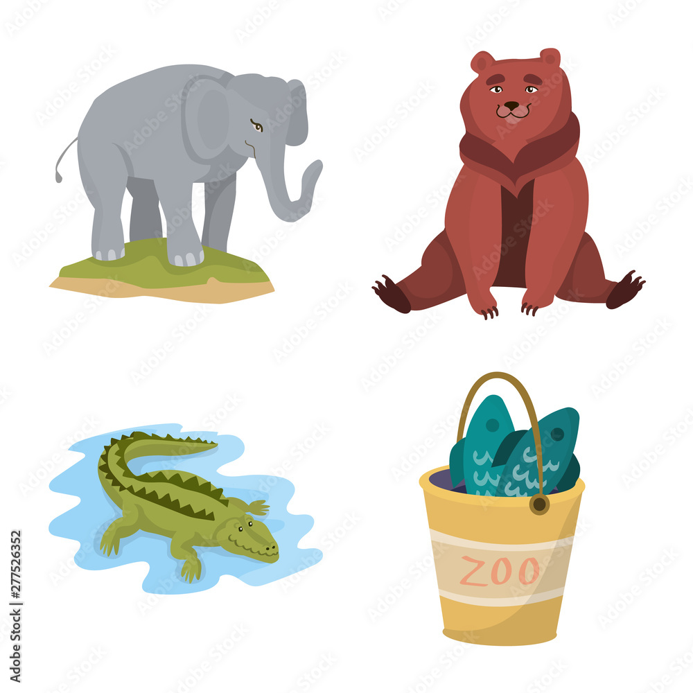 Vector illustration of zoo and park symbol. Set of zoo and animal stock ...