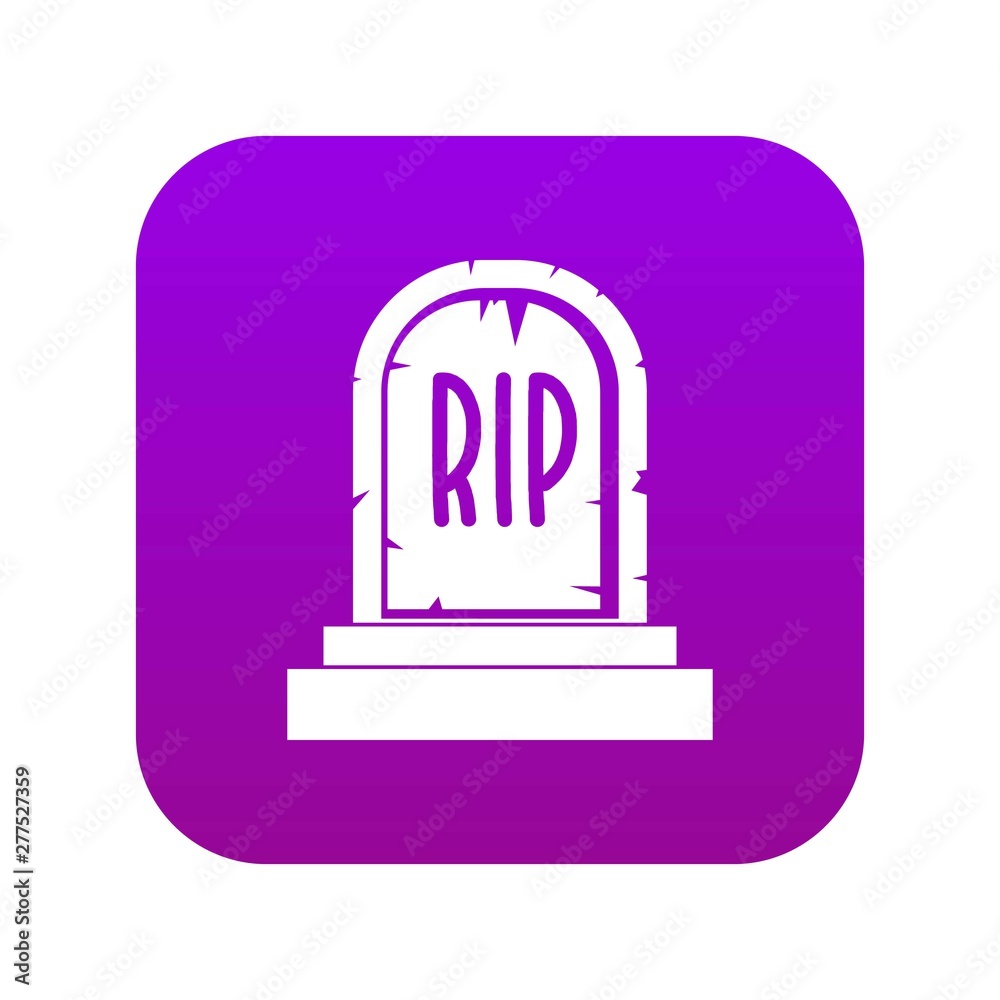 Gravestone with RIP text icon digital purple for any design isolated on ...
