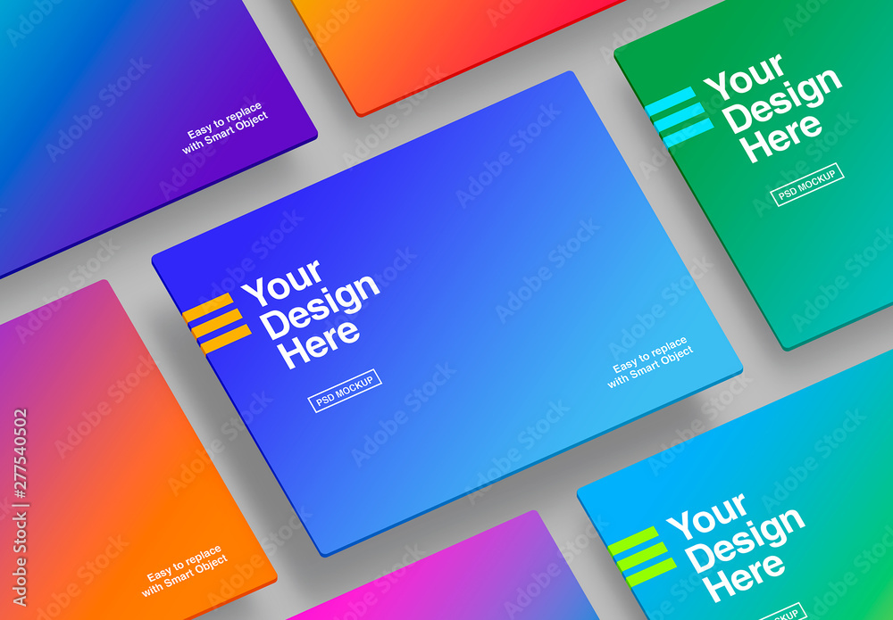 Arranged Tablet Screen Set Mockup Stock Template | Adobe Stock