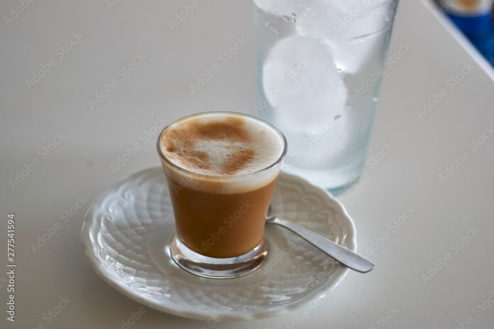 Typical spanish drink in the summer. Traditional Cortado or Macchiato ...