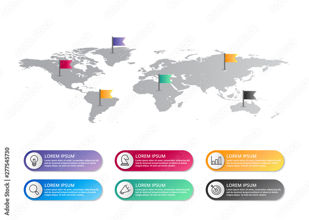 world map Infographic template with icons options . world infographic ...