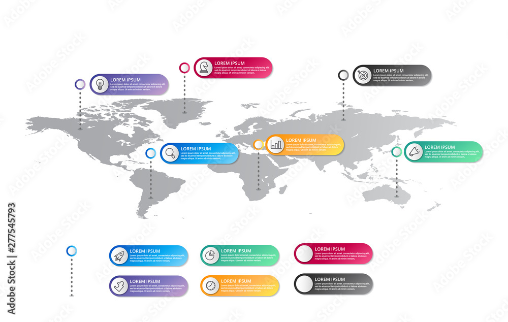 world map Infographic template with icons options . world infographic ...