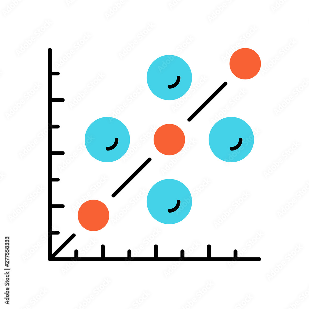 Scatter plot color icon. Scattergram. Mathematical diagram. Symbolic ...