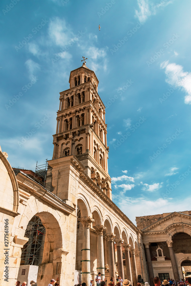 Parts of Diocletian’s Palace with the belltower of the Cathedral of ...