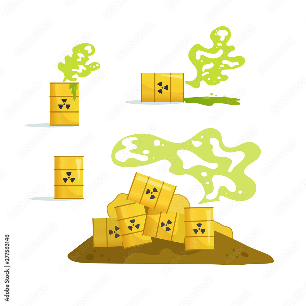Toxic, radioactive waste. Barrel Vector. Cartoon. Isolated Dump ...