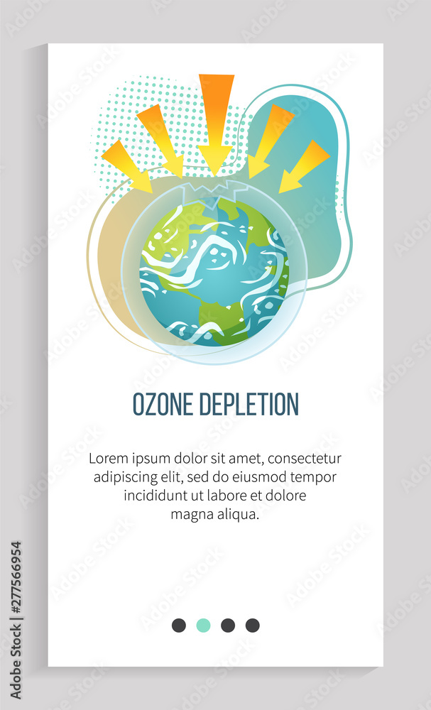 Ozone depletion vector, ecological problems on planet isolated icon ...