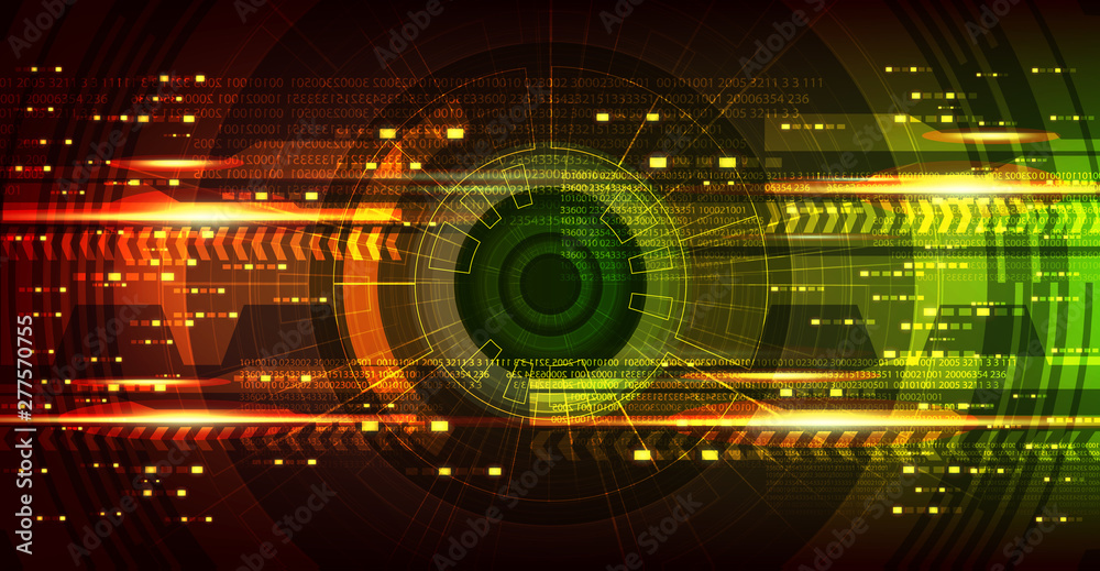 Camera Cyber Hi-tech Eye on Red and Green Technology Background,Camera ...