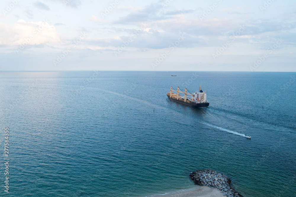 cargo ship in sea. export and import concept. Barge ship cargo ...