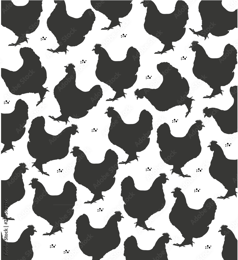 plain black and white background with a silhouette of a chicken Stock ...