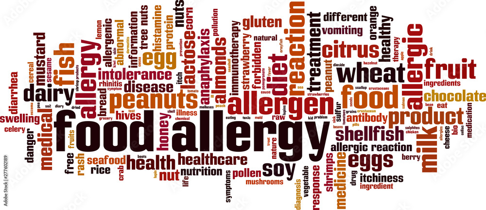 Food allergy word cloud Stock Vector | Adobe Stock
