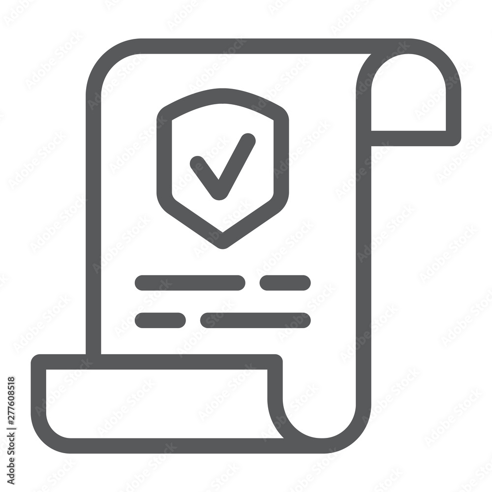 Policy line icon, document and contract, insurance paper sign, vector ...