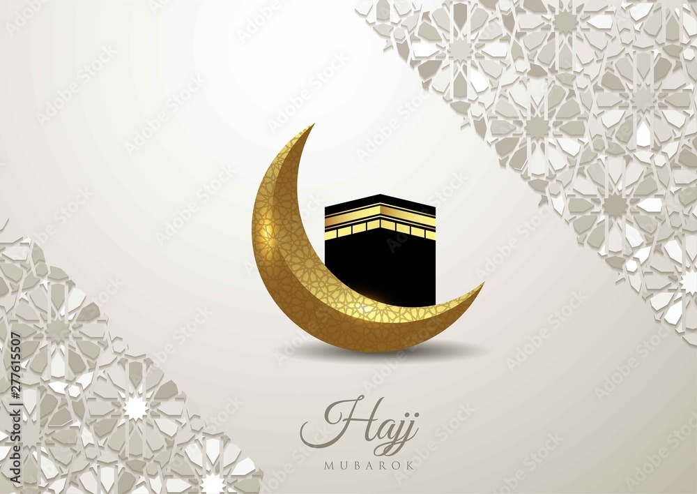Islamic vector design Hajj greeting card template Stock Vector | Adobe ...