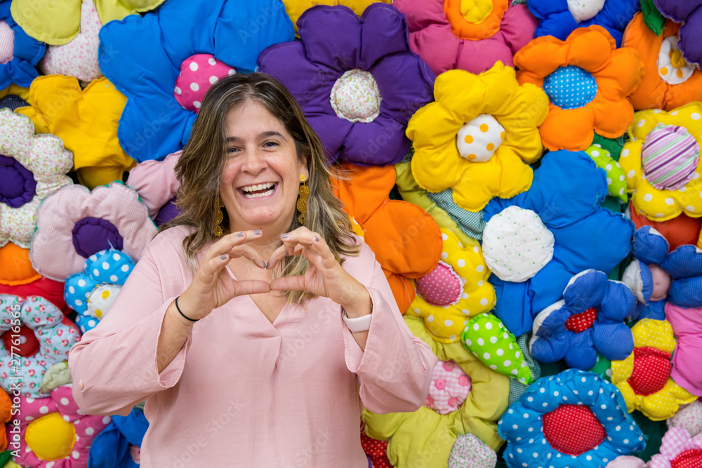 Fat girl happy isolated expressing her achievement and joy. Body ...