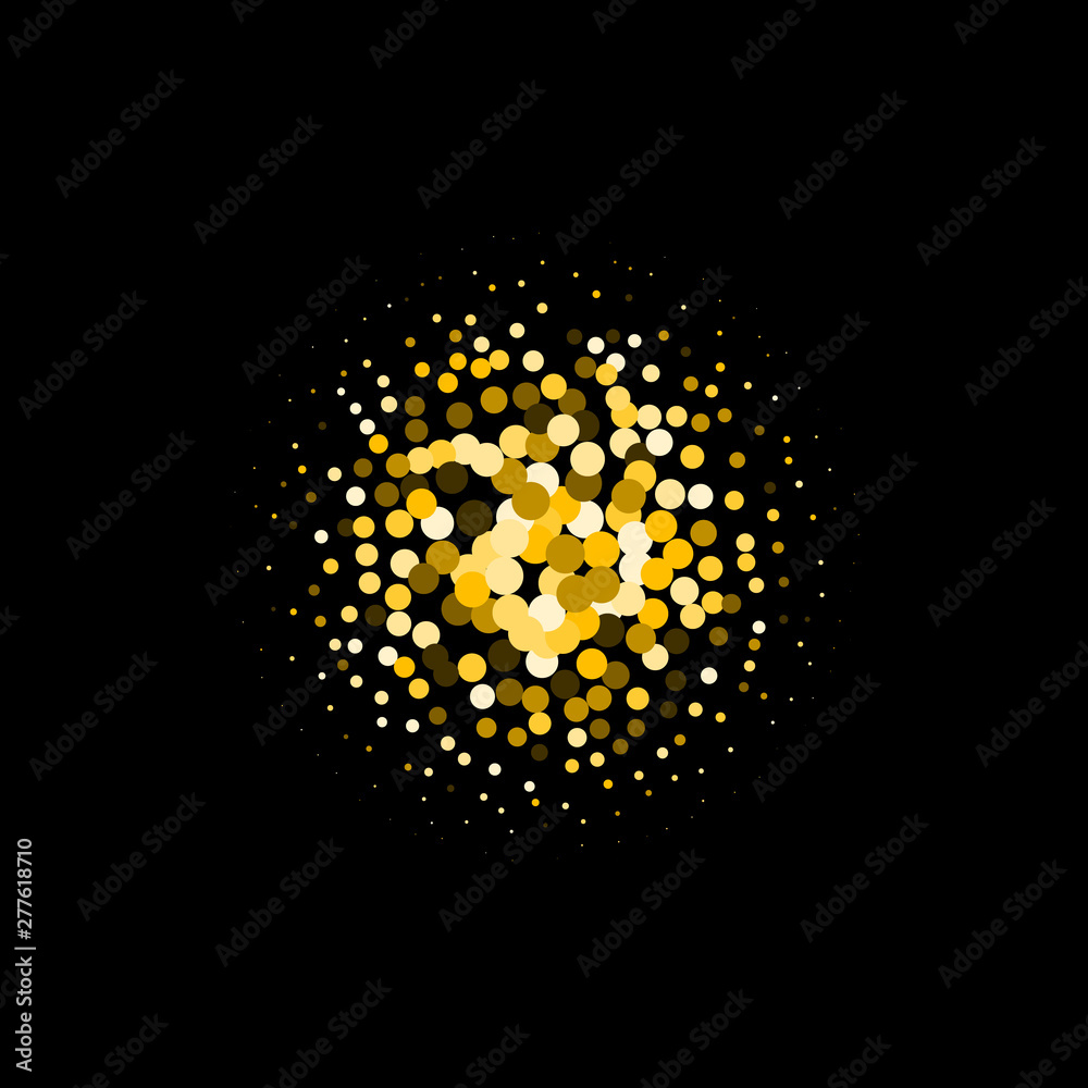 Luxury round glitter golden on black background. Gold glitter circle ...