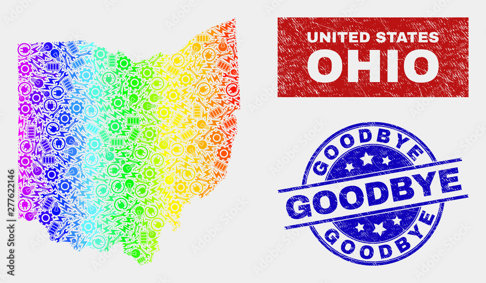 Vecteur Stock Service Ohio State map and blue Goodbye distress seal ...