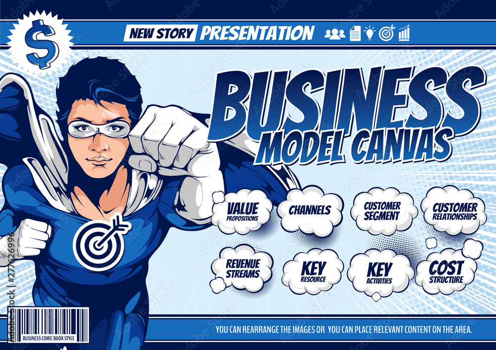 Superhero business comic cover template background, flyer brochure ...