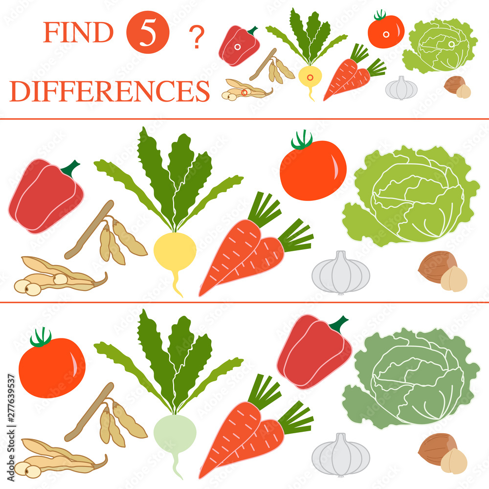 Find 5 differences.Educational games for children. Stock Vector | Adobe ...