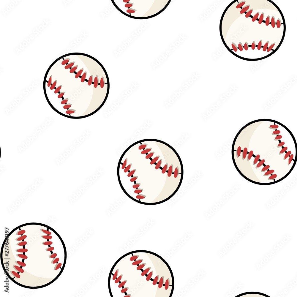 Baseball seamless pattern. Cute doodle hand drawn baseballs background ...