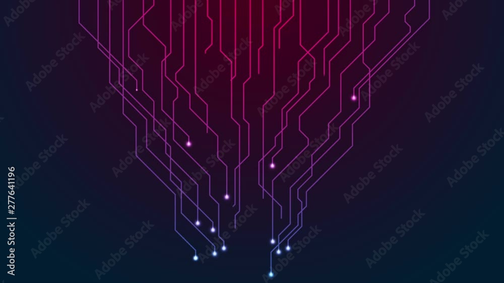 Abstract neon blue purple tech circuit board lines motion design ...