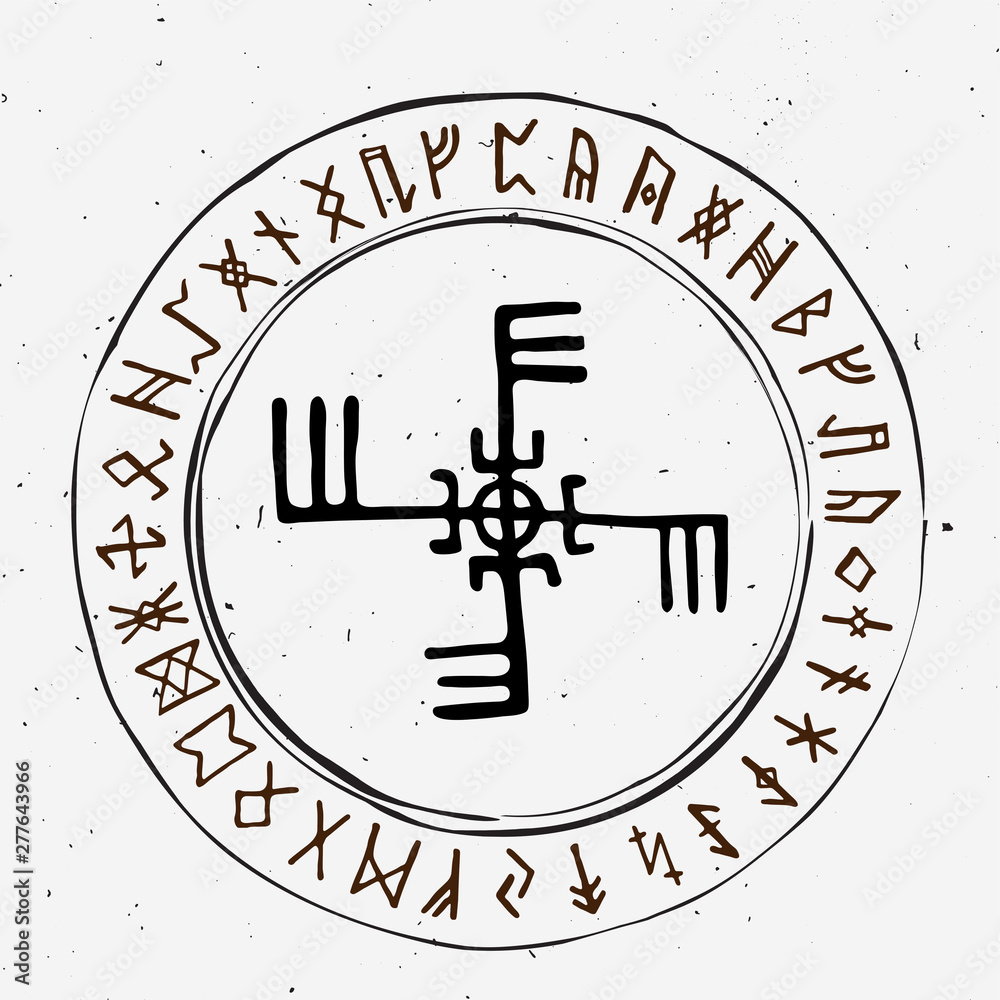 Futhark norse islandic and viking runes set. Magic hand draw symbols as ...
