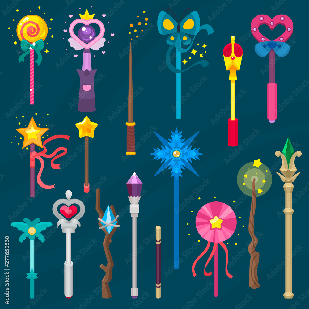 Wand vector magic stick miracle fantasy magician princess wizard object ...