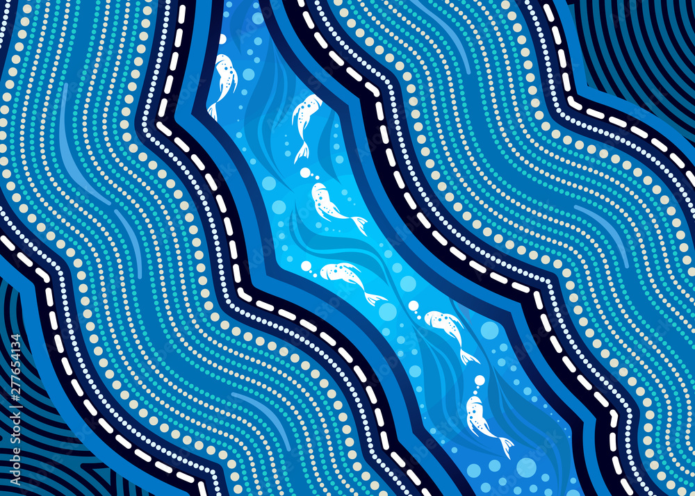 Aboriginal art vector background. River concept Stock Vector | Adobe Stock