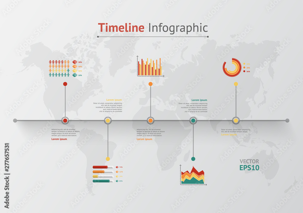 Timeline vector infographic. World map Stock Vector | Adobe Stock