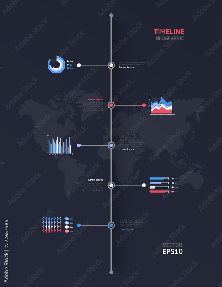 Timeline vector infographic. World map Stock Vector | Adobe Stock