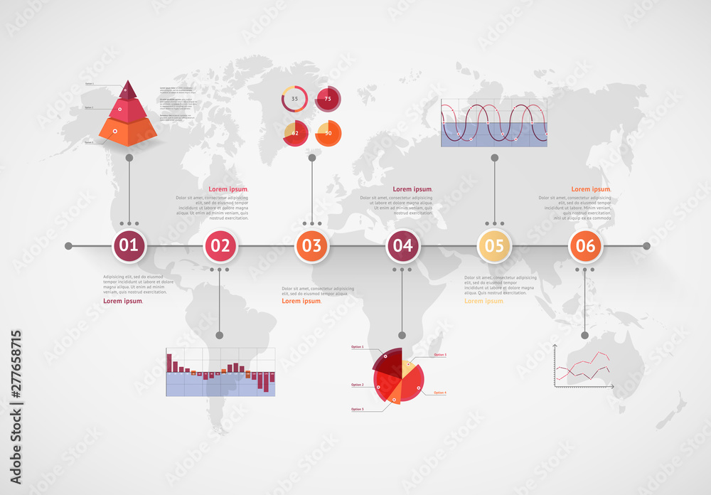Timeline vector infographic. World map Stock Vector | Adobe Stock
