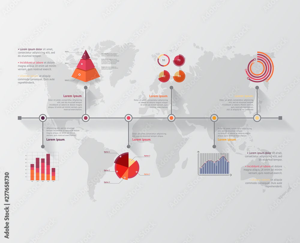 Timeline vector infographic. World map Stock Vector | Adobe Stock
