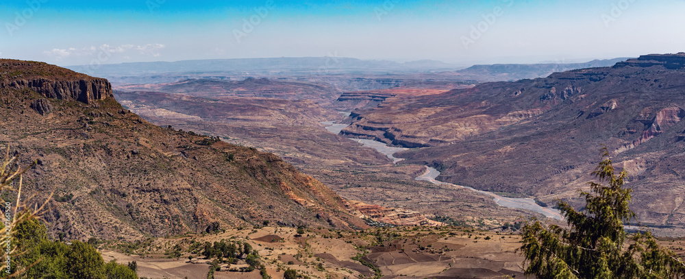 Beautiful mountain landscape with canyon and dry river bed, Oromia ...