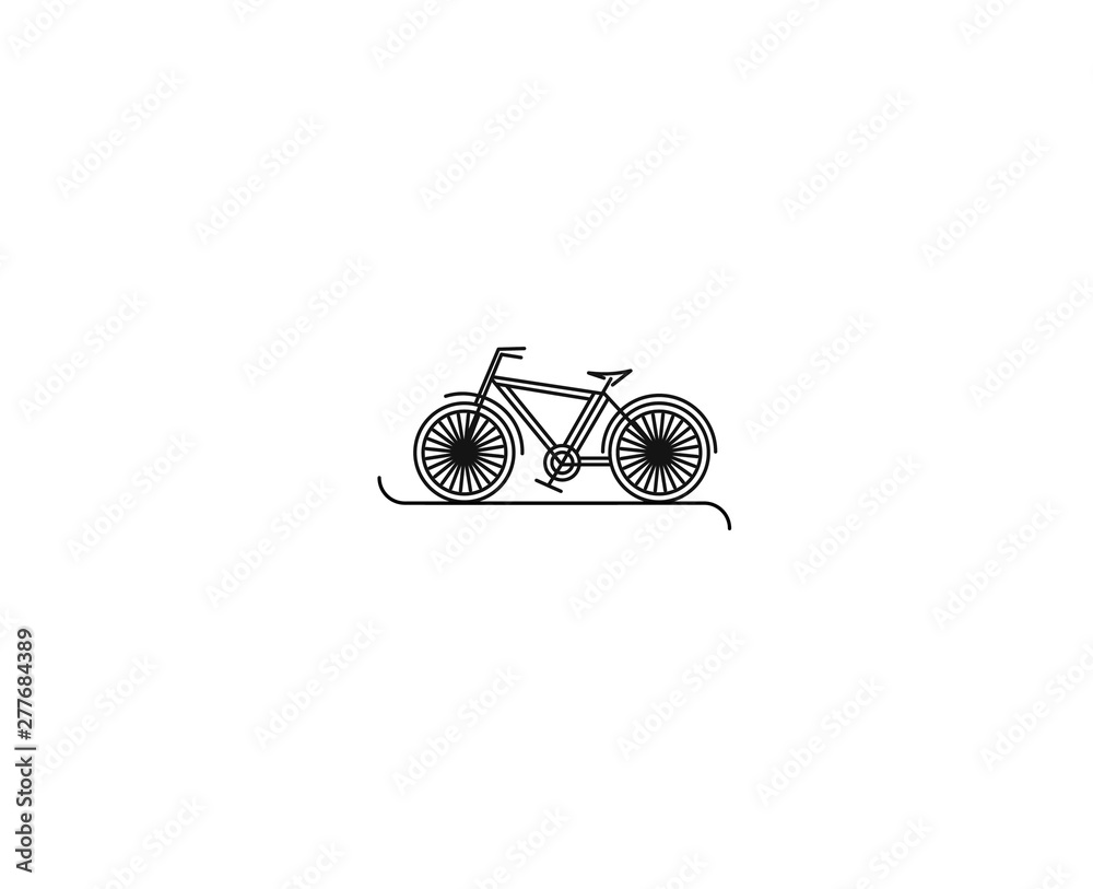 Modern Cycling Flat Line Art drawing, Vector Illustration. Stock Vector ...