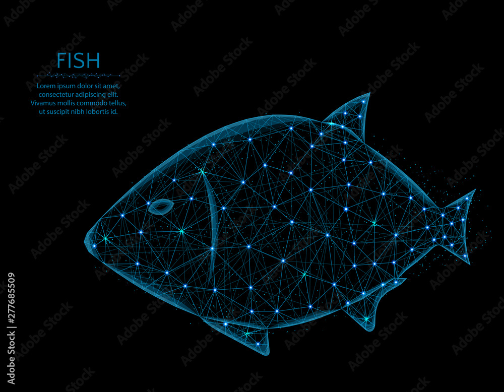Fish low poly model, animal in polygonal style, underwater world ...