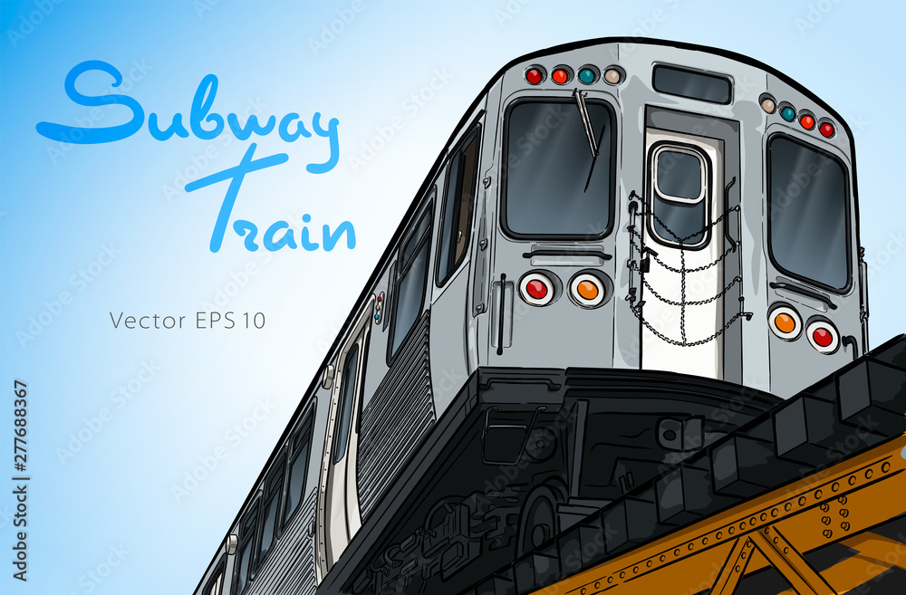 Subway train. Hand drawn sketch vector illustration Stock Vector ...